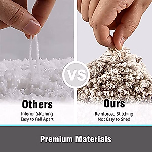 Vaukki Luxury Soft Bathroom Rugs Set of 2, Non Slip Washable Plush Bath Floor Mats, Microfiber Shaggy Absorbent Striped Bath Carpet for Tub, Bathroom and Shower (18''x26''+20''x32'', Coffee)