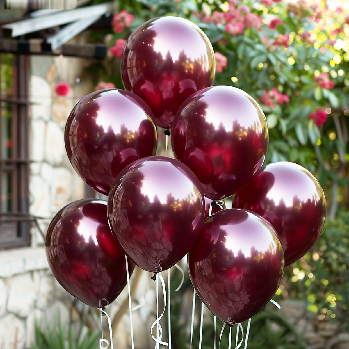 SUWEN Burgundy Balloons Different Sizes Kit 77PCS 10 Inch 5 Inch Latex Helium Shiny Maroon Balloon for Birthday Graduation Wedding Shower Anniversary Party Decorations