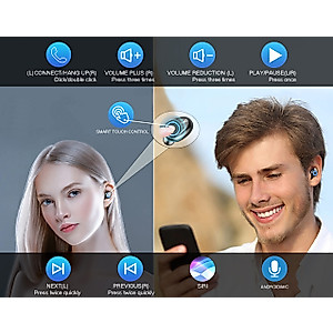 Volt Plus TECH Wireless V5.0 Bluetooth Earbuds Compatible with Microsoft Surface Duo 2 LED Display, Mic 8D Bass IPX7 Waterproof/Sweatproof (Black)
