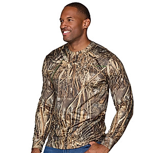 Realtree Men's Essential Camo Lightweight Performance Long Sleeve Shirt (RT MAX-7, Small)