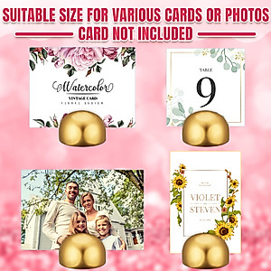 Geyoga 50 Pcs Gold Table Number Holder Round Table Number Stands Modern Place Card Holders Table Number Clips Table Number Holders for Wedding Reception Anniversary Birthday Party Banquet