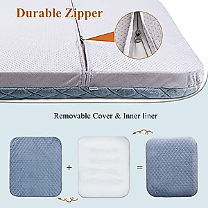 Hero Dog Extra Large Dog Bed for Extra Large Dogs, 47-Inch Jumbo Super Soft Orthopedic Dog Bed with Non Slip Bottom - Washable Pet Sleeping Beds with Removable Cover, Blue Grey XL