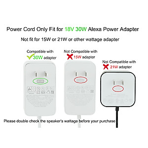 LEFXMOPHY C7H6N3 Power Cord Replacement for Show 8 18V 1.67A 30W Adapter, l4s3re 4th / 3rd Gen, Show 10 (3rd Gen), Plus 2nd Gen, Show 2nd Gen K3V1N9 Charger UL White Pluger with 5ft Cable