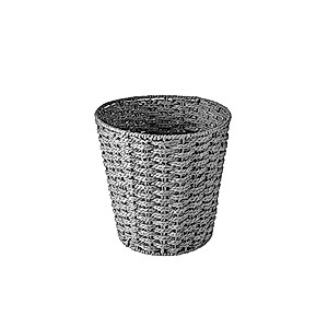 Zuvo [2 Pack] Round Wicker Waste Paper Bin and Basket, Rubbish Basket for Bedroom, Bathroom, Offices or Home (Gray)