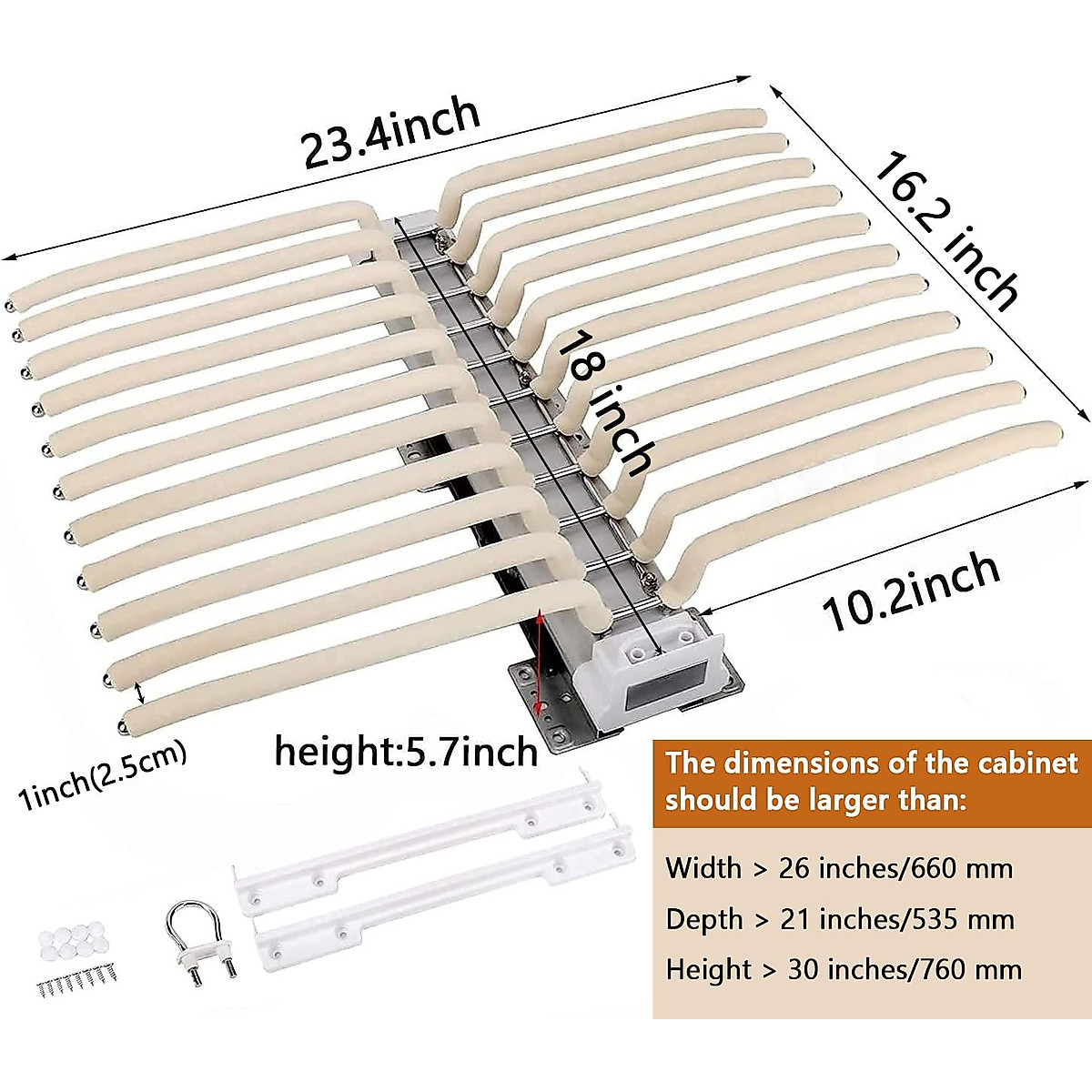 tonchean Pull Out Pants Rack Pants Hanger Bar 22 Arms Steel Pull Out Trousers Rack Clothes Organizers for Space Saving and Storage 18(L) x 23.4(W) x 5.7(H) inch