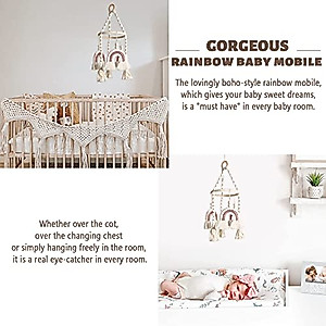 Baby Mobile for Crib - Rainbow Baby Mobile - Crib Mobile for Girls - Boho Crib Mobile - Boho Nursery Decor - Mobile for Bassinet, Pack N Play - Pink