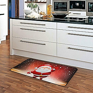 Kitchen Rugs Christmas Santa Claus Design Non-Slip Soft Kitchen Mats Bath Rug Runner Doormats Carpet for Home Decor, 39" X 20"
