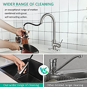 Kitchen Sink Faucet,Hans D'blanc Single Handle Single Hole Brushed Nickel Kitchen Faucet with Pull Down Sprayer 3 Modes for Kitchen RV Bar Sink,Included Deck Plate for Single or 3 Holes