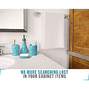 Designer - 4 Piece Bathroom Accessories Set - with Soap or Lotion Dispenser, Toothbrush Holder, Tumbler and Soap Dish - Glossy Finish - Porcelain (Ocean Waves, Aqua Blue) Holds 15.6oz