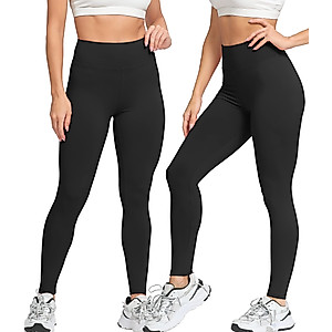 Natural Feelings Buttercloud High Waisted Leggings for Women Ultra Soft Stretch Opaque Slim Yoga Leggings,2-Pack,Black,L-XL