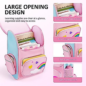 BUTI4WLD Unicorn Backpacks for Girls - 16inch Cute Lightweight Preschool Backpacks for Girls Pink Bookbags Elementary Kindergarten Children's School Bookbags