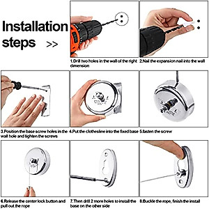 Shappy 4 Pieces Retractable Clothesline 9.2ft Adjustable Laundry String 304 Stainless Retractable Clothesline Heavy Duty Stainless Steel Rope Retracting Clothes Line for Indoor Outdoor Home (Silver)