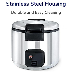 Chef Supreme Stainless Steel Commercial Rice Cooker & Warmer, 33 cup capacity (7.8L), Perfect for Restaurants, Party's, Social Gatherings and More