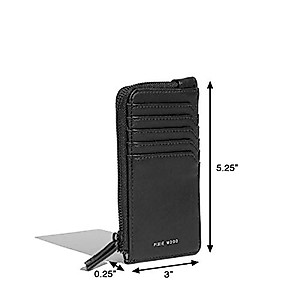 Pixie Mood Quinn 5 x 3 Vegan Leather Zippered ID Card Wallet, Black