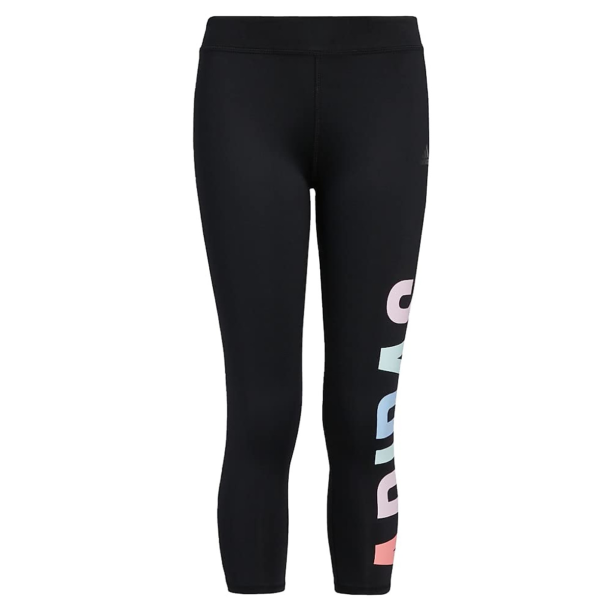 adidas Girls' AEROREADY 7/8 Graphic Tight, Black with Pink, Large (14)