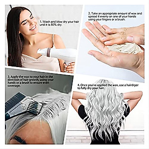 Temporary Silver White Hair Spray Color Wax with Dye Brush, Instant Natural Hairstyle Cream 4.23 oz, Disposable Coloring Mud for Men Women, Washable Styling Pomades, Party Cosplay DIY Halloween