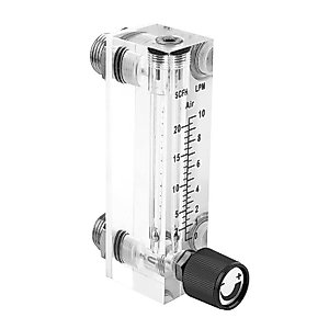 LZM-6T Flowmeter, Acrylic Plexiglass Adjustable Panel Type Gas Flowmeter 1~10LPM 1/4"BSP M18*1.5