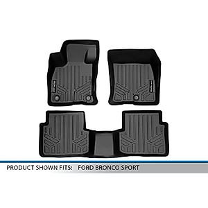 SMARTLINER Custom Fit All Weather Black 2 Row Floor Mat Liner Set Compatible with 2021-2022 Ford Bronco Sport