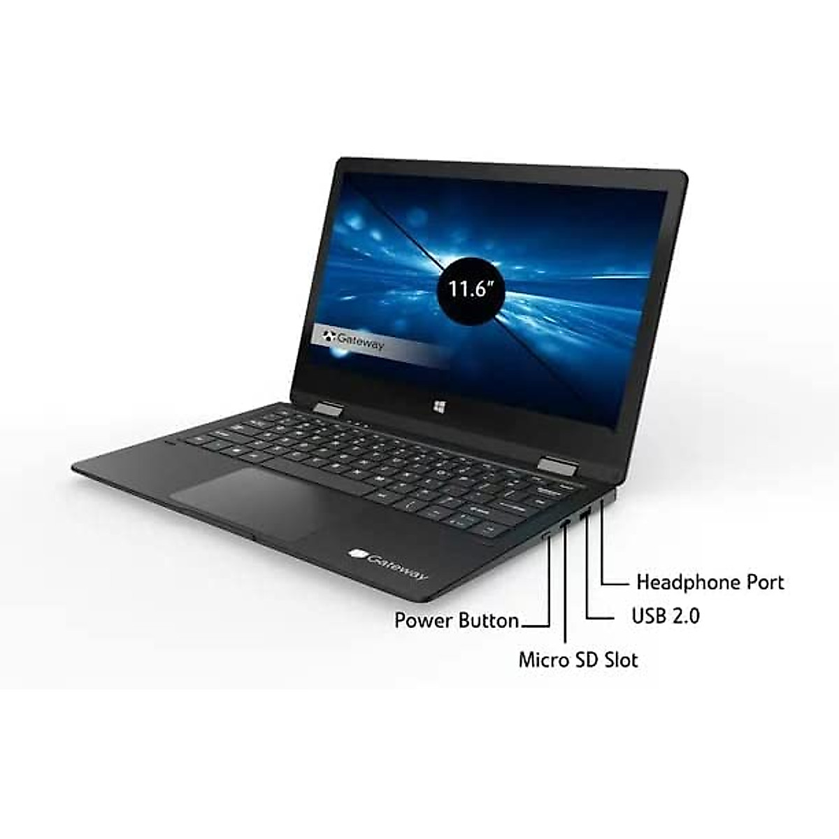 Gateway Newest Touchscreen 11.6 HD 2-in-1 Convertible Laptop in Black Intel N4020 4GB RAM 64GB SSD Mini-HDMI Webcam Hugo Tech Mart Pen Windows 11 S (Renewed)