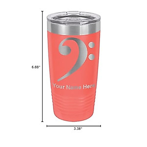 LaserGram 20oz Vacuum Insulated Tumbler Mug, Bass Clef, Personalized Engraving Included (Coral)