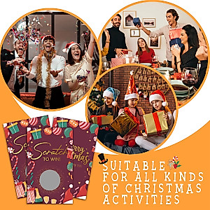 Pack 50 Funny Christmas Scratch Off Game Cards, Christmas Party Scratch Games Merry Xmas Party Supplies, for Groups, Kids, Adul, Christmas Party Game, Holiday, Bridal Shower, Baby Shower (HiMo172)