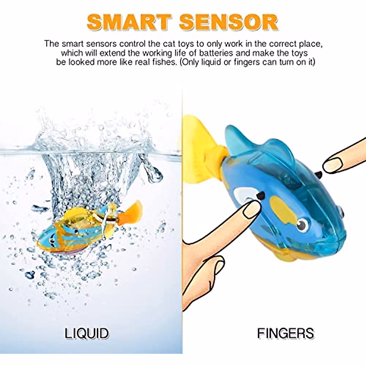 Robo Fish for Cats, Robot Fish Cat Toy, Interactive Robot Swimming Fish Toys for Cat, Activated Swimming in Water with Led Light Plastic Fish Toy Gift, Stimulate Your Cat's Hunter Instincts (3Pcs)