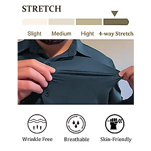 COOFANDY Men Formal Dress Shirt Long Sleeve Button Down Shirt Business Casual Shirt Deep Blue