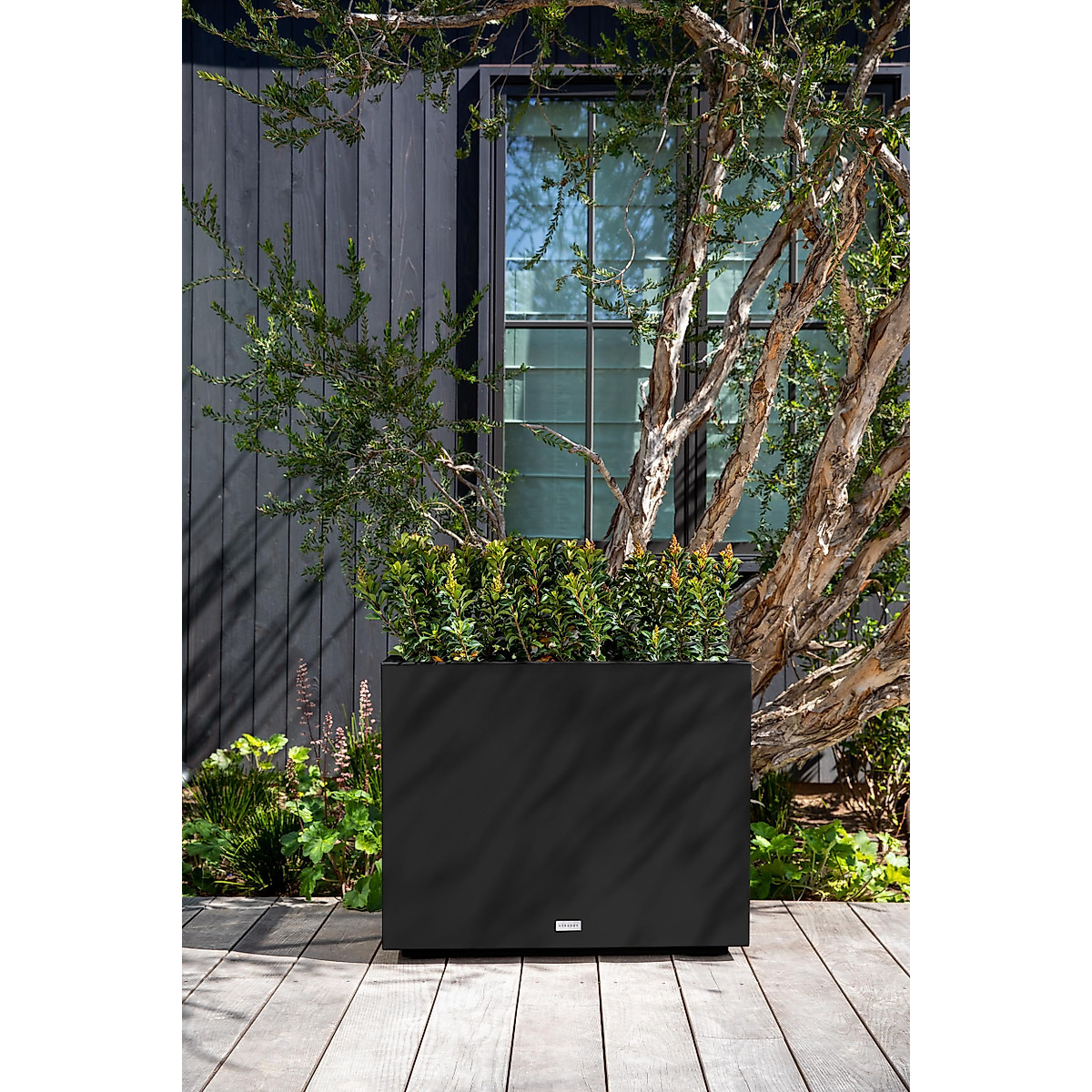 Veradek Block Series Span Plastic Planter - Tall Rectangular Planter for Indoor or Outdoor Patio/Porch | Durable All-Weather with Removable Insert Bucket | Modern Design for Plants, Flowers, Garden