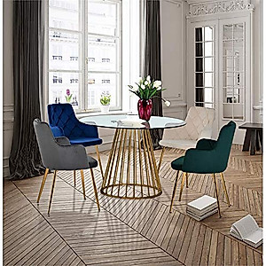 Meridian Furniture Gio Collection Modern | Contemporary Clear Tempered Glass Top Table with Wired Design, Durable Metal Base, Dining, Polished Gold Finish