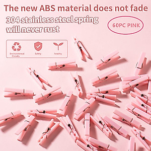 60 Baby Shower Clothespin Games Mini Clothes Pins 1.4 inch for Party Decorations (Pink)