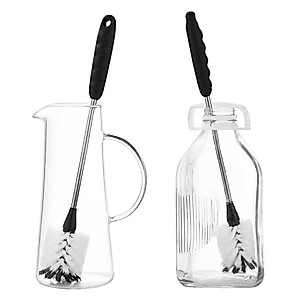 ALINK 5 Pack Water Bottle Brush Cleaning Set with Holder, Bottle Cleaner with Stand, Straw Brush, Nipple Brush, Lid Brush for Stanley 40OZ/30OZ Tumblers, Drinking Glass, Baby Bottles, Jugs - Black