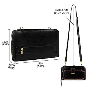 Pearl Angeli Small Crossbody Phone Bag RFID Cell Phone Purse Wristlet Credit Card Wallet Shoulder Bag Travel Black
