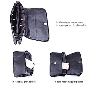 SUKUTU Womens Punk Skull Rivet Shoulder Bag PU Leather Goth Crossbody Bag with Chain Wallet Purse for Girls