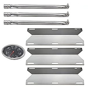 Hisencn Repair Kit Replacement for Charmglow Home Depot 3 Burner 720-0230, 720-0036-HD-05 Gas Grill Models, Stainless Steel Grill Burner Tube, Heat Plates Tent Shield, Burner Cover