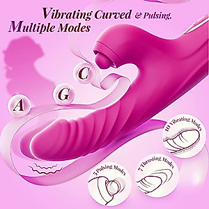 Adult Sex Toys Thrusting Dildo - Sex Toy Rabbit Vibrator with 10 Vibrating 7 Thrust Mode with Licking, G Spot Clitoral Toys for Women Female and Couples Pleasure Games
