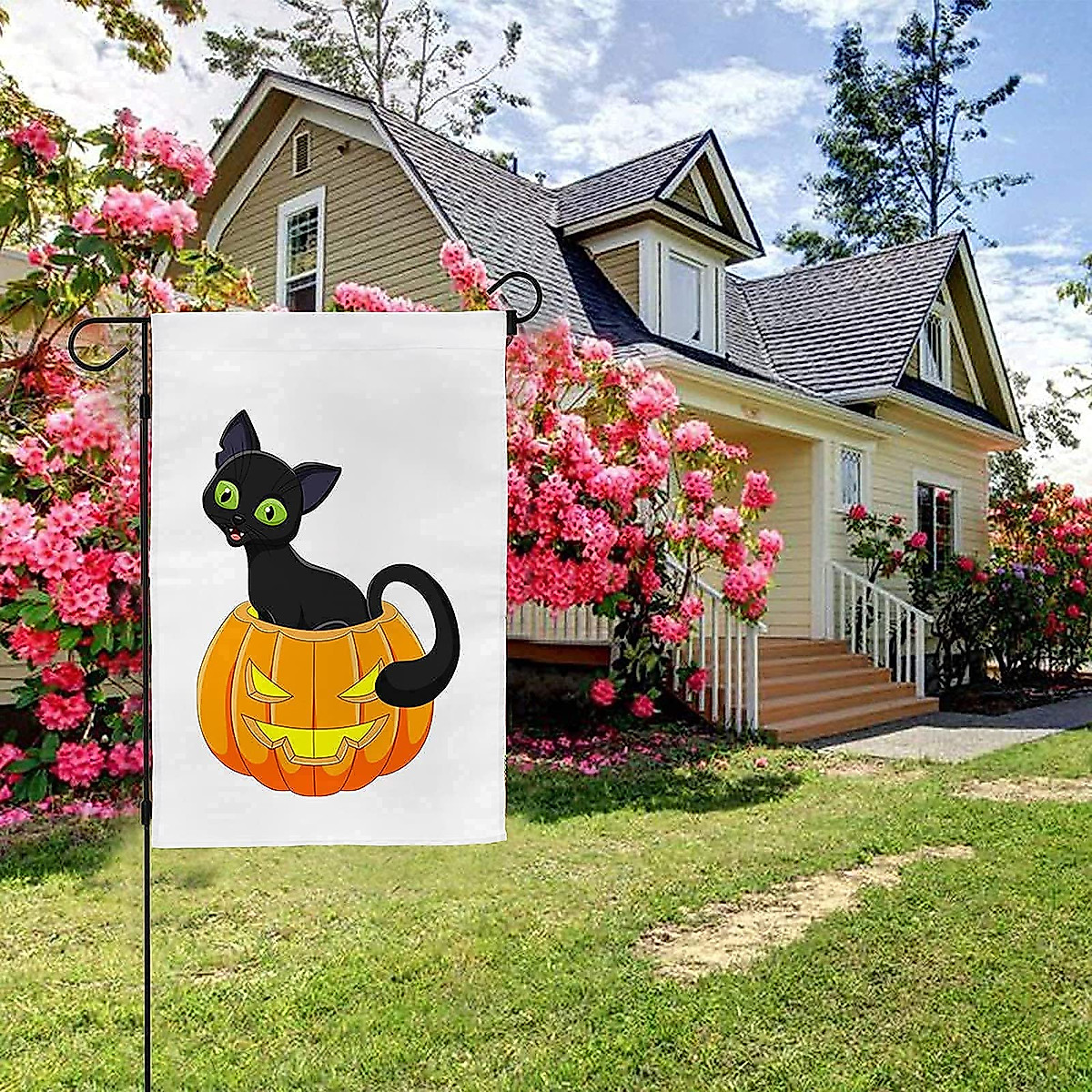 DEAYOU 36 Pack Blank Garden Flags, 12" x 18" DIY Sublimation Flags, Polyester Plain White Lawn Flags Banners for Decoration, Indoor, Outdoor, Courtyard, Party, Home, School