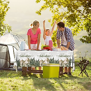 Gupesxu Adventure World Awaits Tablecloth - Travel Themed Table Decorations Disposable Exploration Travel Plastic Tablecloth for Baby Shower Birthday Graduation Retirement