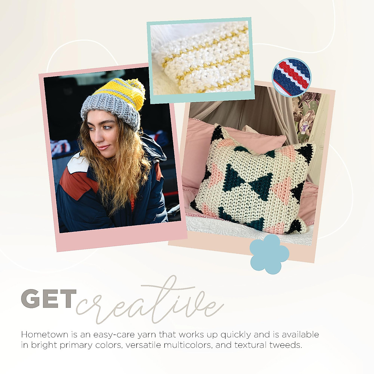 Lion Brand Yarn (1 Skein) Hometown Bulky, Houston Cream yarn, 1-Pack