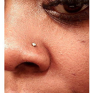 MODRSA Nose Studs for Women Men Silver Nose Ring Studs 18 gauge L Shaped Nose Screw Stainless Steel Diamond Nostril Piercing Stud