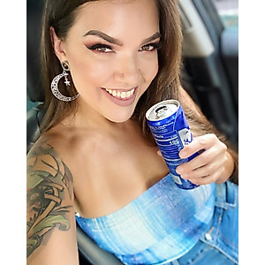 FECTAS Ear Gauge Tunnels Surgical Steel Stretcher Tunnel Large Moon Dangle Hoop Ear Gauges Stretching Piercing Plugs Jewelry Size 6g