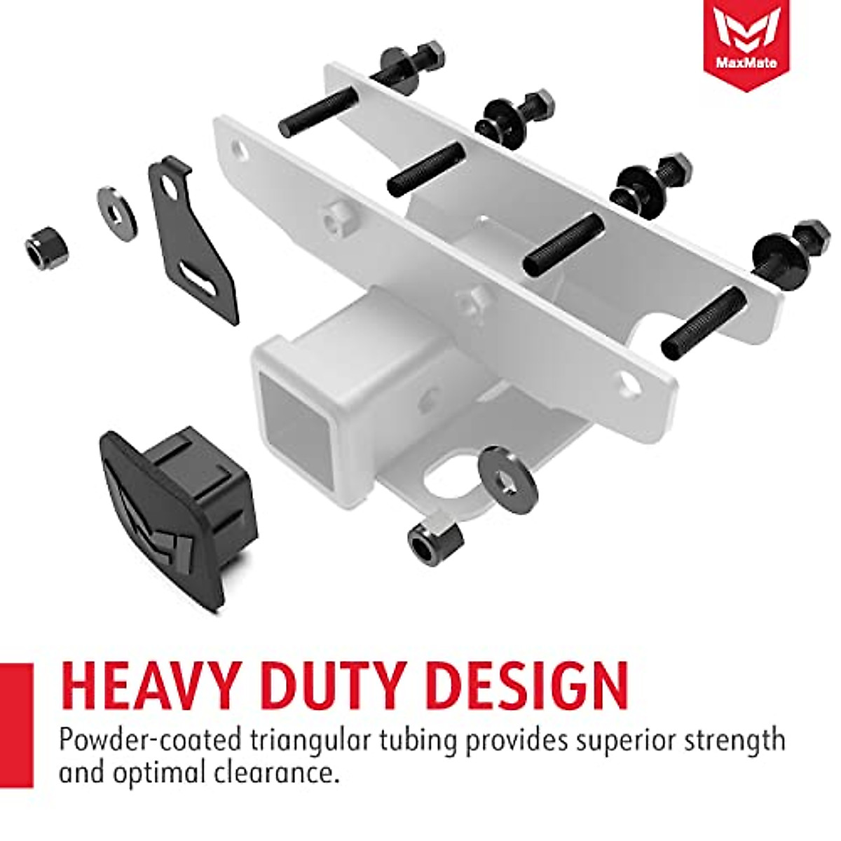 MaxMate HC2J003BMX 2-inch Hitch Receiver Compatible with 2018-2023 Jeep Wrangler JL/JLU Incl. 2020-23 Diesel engine/21-23 4xe | Not for JK Models | Protective Cover Included |Rear Tow Towing Trailer