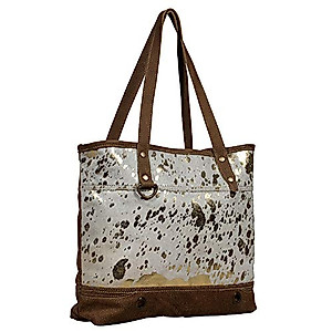 Myra Bags Largish Leather Tote Gold Fleck