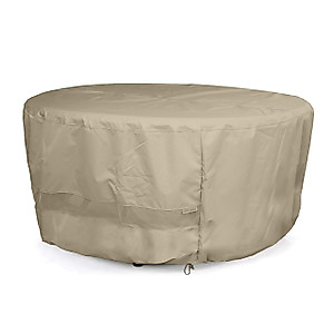 Covermates Round Dining Table Cover - Water-Resistant Polyester, Mesh Ventilation, Patio Table Covers, 30DIAMETER x 25H, Khaki