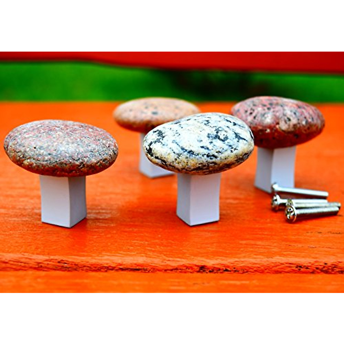 10 Pcs Kitchen Cabinet pull handles. Stone furniture. Sea Stone knobs and pulls.
