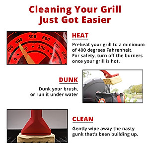 Grill Rescue BBQ Replaceable Scraper Cleaning Head, Bristle Free - Durable and Unique Scraper Tools for Cast Iron or Stainless-Steel Grates, Barbecue Cleaner (Grill Grate Brush with Scraper)