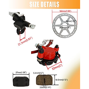 Mini Bike Brake Kit, Compatible with Bajaa Doodle Bug Dirt Bug DB30 97cc 2.8HP MiniBike Go Karts Hydraulic Disc Brake Caliper Assembly 180mm Rear Brake Disc Rotor with Pads Kit