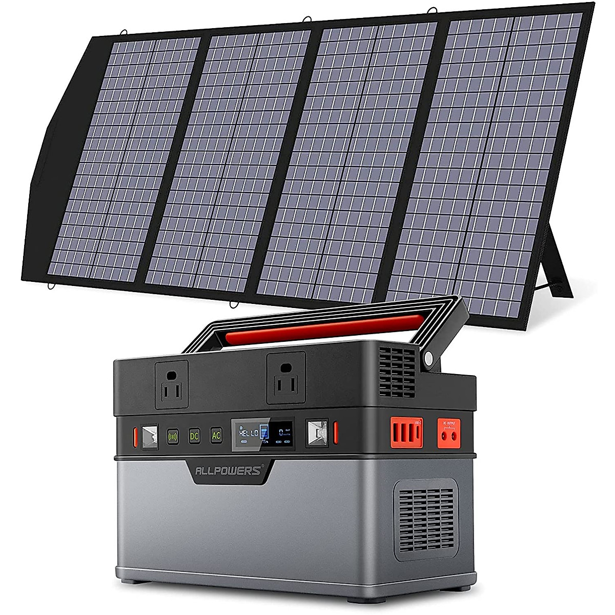ALLPOWERS 700W Power Station with Solar Panel Included, 606Wh Solar Generator with Portable Solar Panel 18V 140W for Camping 12V Battery Laptop Phone RV Christmas Lights