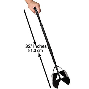 Mr. Peanut's 32" Tall Profile Pooper Scooper, Heavy Duty ABS Frame & Bin, Durable Double Spring Clamp, Lightweight Design, Simple One Step Assembly