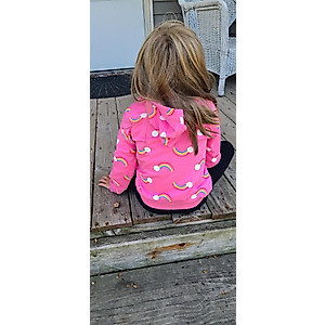 Popshion Baby Girls Unicorn Sweaters Zipper Rainbow Hooded Sweatshirt Toddler Christmas Coat Hoodies Outerwear Kids Winter Jacket 5t