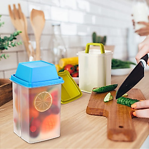 CHENGU 6 Pack Pickle Container with Strainer Jalapeno Storage Container Plastic Pickle Jar Containers Large Pickle Keeper Pickled Food Container for Home Kitchen Supplies (Red, Green, Blue)